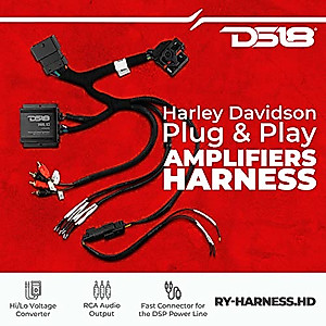 DS18 RY-Harness.HD Harley Davidson Plug and Play Harness for Amplifiers, 4 Channel RCA Pre-Output Ready to Use - Great for Upgrade Your Motorcycle Sound System