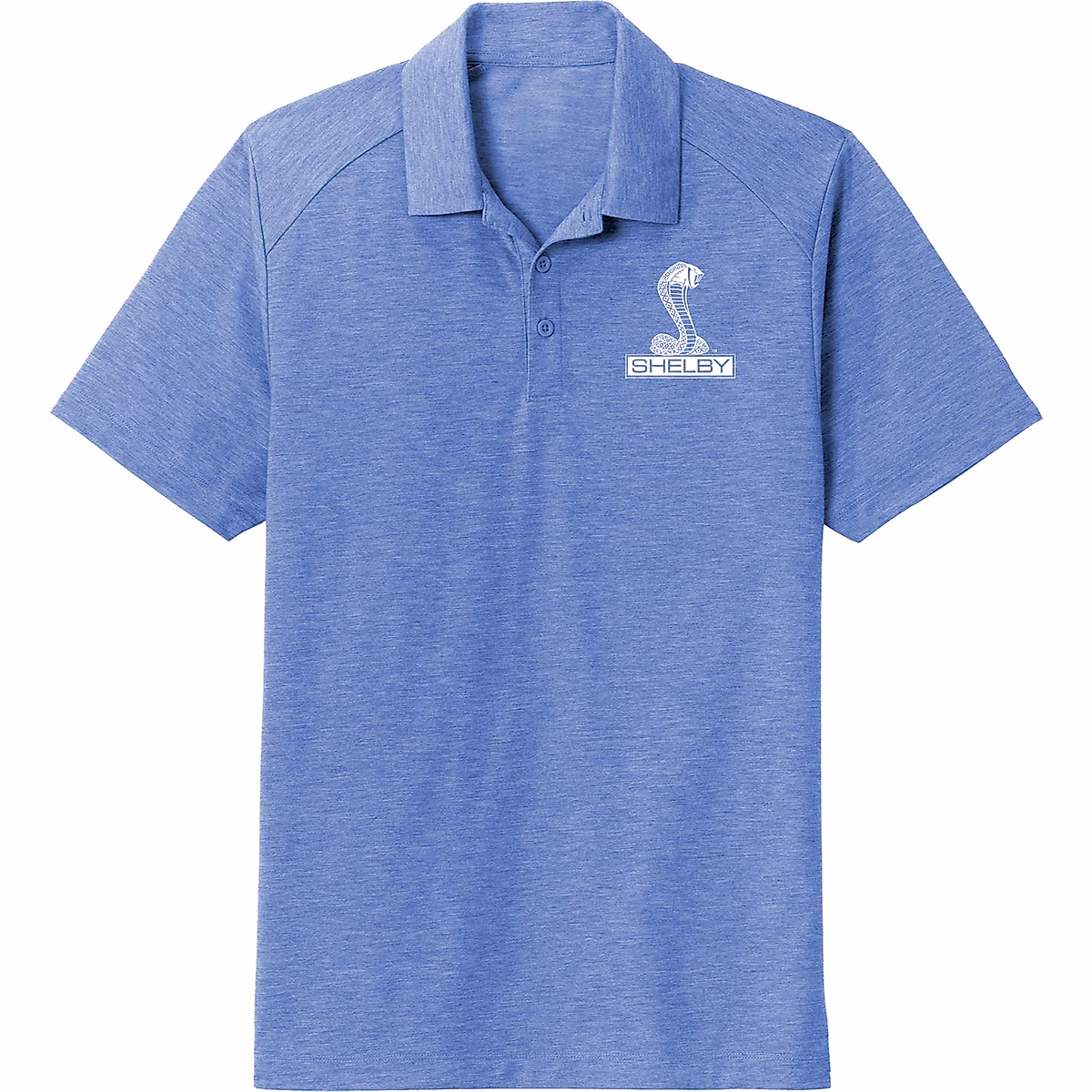 Ford Mustang Shelby Cobra Pocket Print Wicking Polo, Royal Large