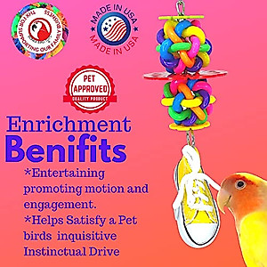 Bonka Bird Toys 1977 Sneaker Snowflake Bird Toy Durable Chew Treat Foraging Ball Parrot, Parrotlet, Quaker, Cockatiel, African Grey, and Similar pet Birds.