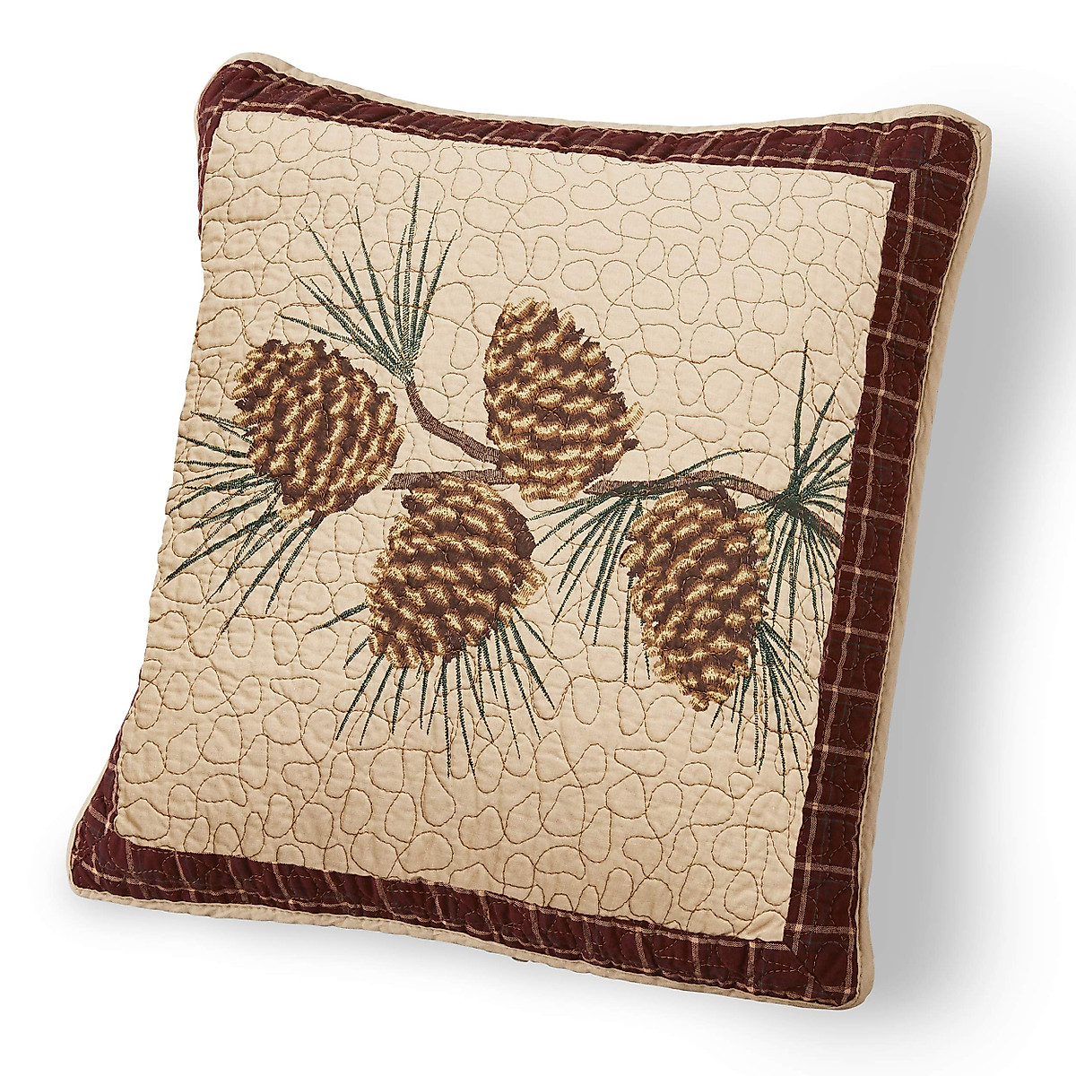 Donna Sharp Throw Pillow - Pine Lodge Lodge Decorative Throw Pillow with Pine Branch Pattern - Square