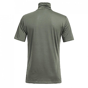 Shirt for Men Turtleneck Solid Short Sleeve Tops Blouse Casual Spring Summer Cotton Blend Shirts