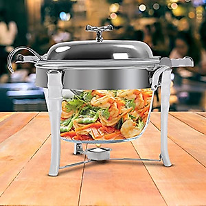 KOLHGNSE 4Qt Round Accent Soup Chafer, Round Stainless Steel Chafer Chafing Dish Buffet Set Commercial Warmers Buffet Servers and Warmers Set Warming Tray