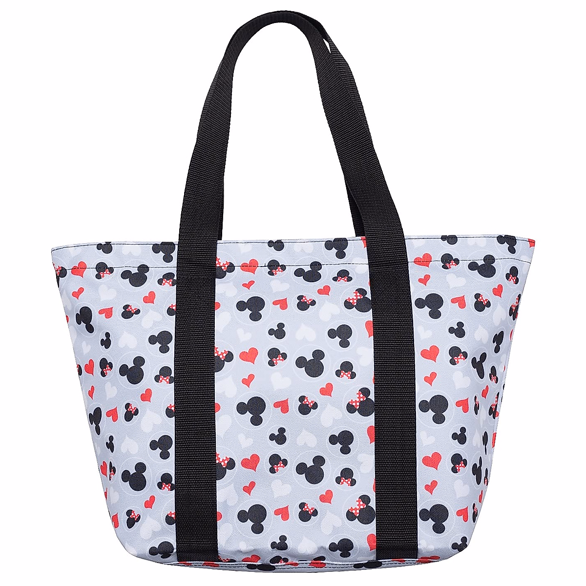 Disney Tote Mickey & Minnie Mouse Icon Print Zipper Travel Bag (Grey)