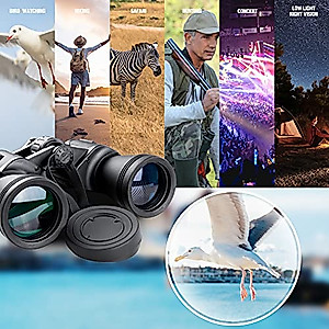 Binoculars for Adults - 20x50 High Power Binoculars for Bird Watching 28mm Large Eyepiece Waterproof Binoculars Hunting Hiking Concert Travel with Smartphone Adapter BAK4 Prism FMC Lens, Black