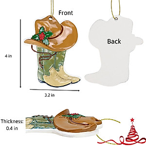 TRUMPETIC Cowboy Boot Ornament, Western Christmas Ornaments, Cowboy Christmas Ornaments, Cowboy Hat Ornament, Cowboy Boot Stocking, Cowgirl Ornament, Western Ornaments for Christmas Tree, Boots