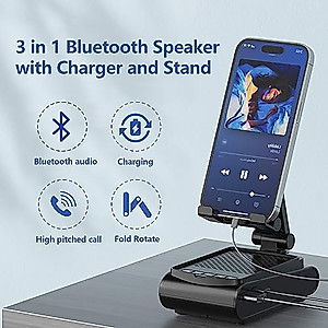 Tosrafid Gifts for Men Women, Cell Phone Stand with Wireless Bluetooth Speaker, high bass Portable Bluetooth Speaker, Adjustable Angle and Height, Birthday Gift Ideas, Unique Gifts