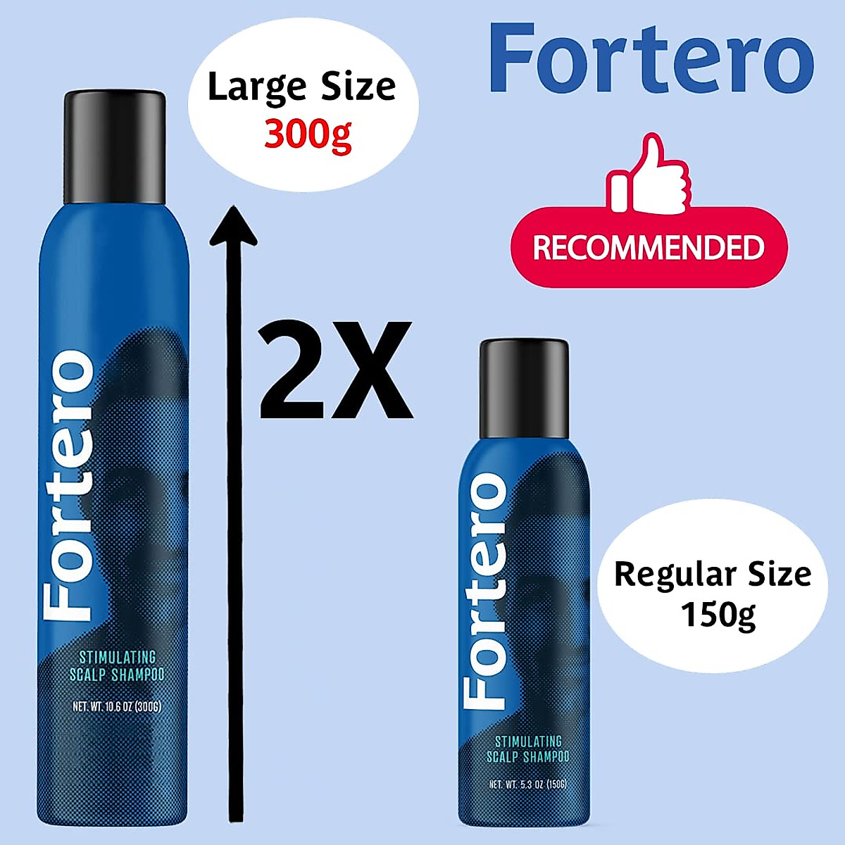 Fortero Carbonic Acid Shampoo for Hair Growth and Treating Hair Loss - AMAZON EXCLUSIVE PACKAGE- Thickening Hair Growth Shampoo with Thin, Dry or Damaged Hair, Anti Dandruff (Large, 300g)