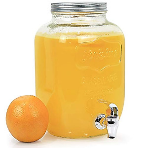 Estilo Glass Drink Dispenser for Parties - 1 Gallon Glass Jar Beverage Dispenser with Leak Free Spigot, 1 Gallon, Clear | For Parties, Weddings, Sun Tea Jar, Laundry Detergent, & Lemonade Dispenser