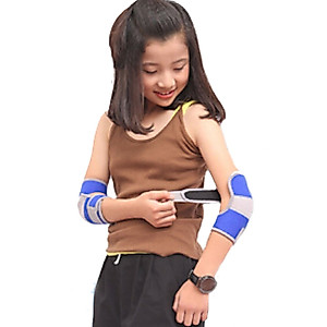 Kids Elbow Brace Pads for Girls Boys Breathable Adjustable Arm Elbow Protector Cover Crashproof Compression Sleeve Gel Pad Elbow Support Guard for Roller Skating Basketball Football Volleyball Cycling