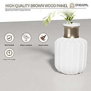 oneinmil Triple Wide 6-Shelf Bookcase Industrial Vintage Wood Style Large Open Bookshelves for Home&Office, Rustic Brown (6 Tier, White/Gold)