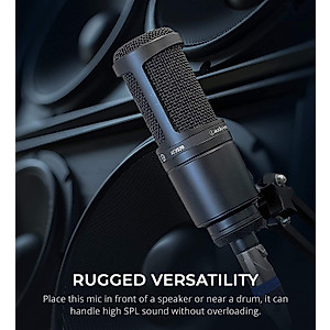 Audio-Technica AT2020 Cardioid Condenser Microphone Bundle with Blucoil 4-Pack of 12 Acoustic Foam Isolation Panel Wedges, 10' XLR Cable, Boom Arm Plus Pop Filter, and Samson SR350 Headphones