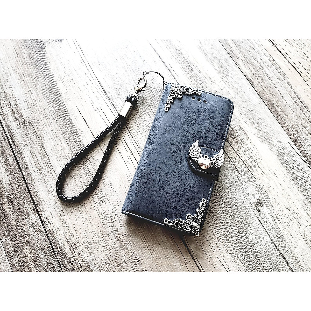 Heart angel wing phone leather wallet removable case for iPhone X XS XR 11 12 13 14 Pro Max Galaxy S23 S22 S21 S20 Ultra Note 20 10 Plus Mn1282