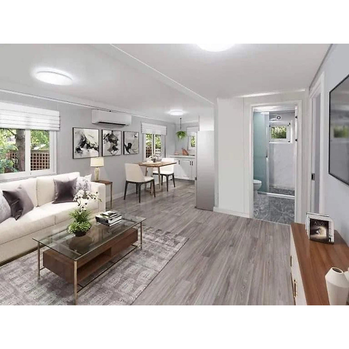 40x20ft Expandable Portable Tiny Home with Complete Living Facilities | Fully Functional Prefab House for Temporary Living, Rentals, or Vacation Use