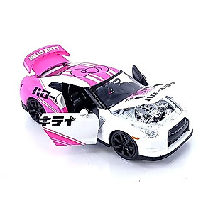 Jada Toys Toyko Speed 1:24 2009 Nissan GT-R R35 Die-cast Car & Hello Kitty Racing Figure, Toys for Kids and Adults