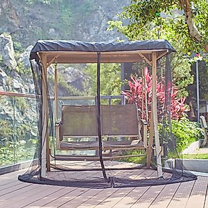 Garden Netting Patio Net for 3 Person Swing Chair, Waterproof Top Cloth Mesh Netting with Zipper,Breathable Roof Tent, Rectangle Outdoor Screen Tent
