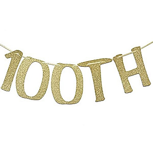 Happy 100th Day Banner Sign Gold Glitter for Baby Birthday Baby Shower Party Decorations Anniversary Decor Photo Booth Props