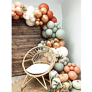 Little Pumpkin Balloon Garland Kit With 140pcs 18/10/5inch Dusty Gary Orange Rose Gold Nude Latex Balloons with for Boho Fall Thanksgiving Autumn Birthday Baby Shower Party Decorations(Orange)