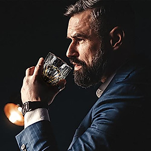 JASVIC Whiskey Glasses Set with Gift Box, 10 Oz Crystal Rocks Glasses, 2 Old Fashioned Glass Tumbler with 2 Ice Molds and 1 Swizzle Spoon for Whiskey Cocktail Bourbon Liquor Scotch