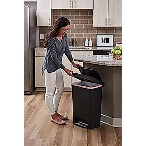 Rubbermaid Premier Series II Step-On Trash Can for Home and Kitchen, with Lid Lock and Slow Close, 13 Gallon, Charcoal