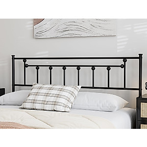 AOVSA Metal Queen Size Headboard, Victorian Farmhouse Style Queen Headboard, Easy Assembly, Steel Queen Headboard Only for Bedroom - Black