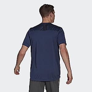 adidas Men's Primeblue Designed 2 Move 3-Stripes Tee, Crew Navy/Black, X-Large