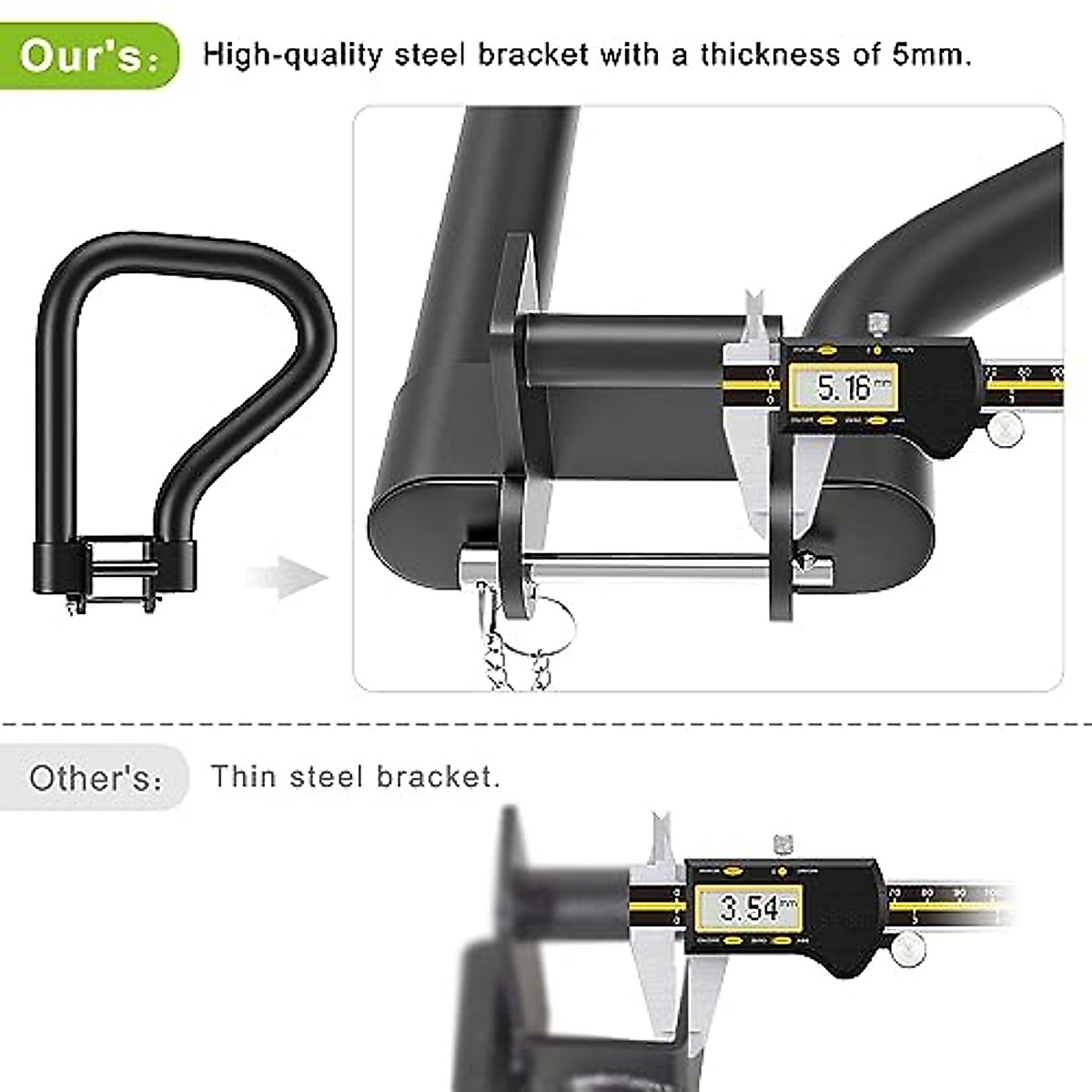 SELEWARE Solid Dip Bar Attachment for 2" x 2" with 1/2" Hole Power Cage Squat Rack, Set of 2 Dip Bar Multi-Grip Handles for Strength Training