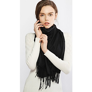 RIIQIICHY Scarfs for Women Winter Black Pashmina Shawls and Wraps for Evening Dresses Warm Large Scarves Wedding Shawl