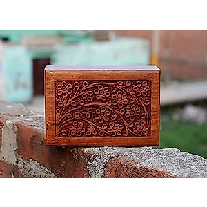 Tree Of Life Urns For Dog and Cat Ashes | Wooden Pet Urns | handmade Uns | Wood Cremation Urns | Dog Urns | Funeral Urns | Rosewood Urns With Bottom Opening System (5 x 3 x 2)