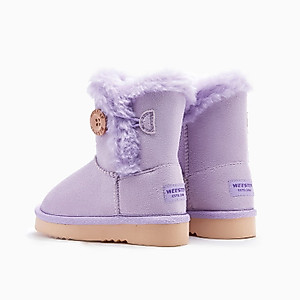 Weestep Wood Button Warm Shearling Winter Lightweight Snow Boots(7 Toddler, Purple)
