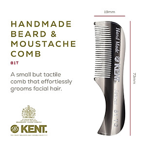 Kent Folding Beard and Mustache Comb Set - Mini Combs for Men's Grooming, Travel, and Handmade Care