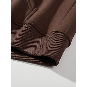 SHENHE Men's Bear Embroidery Long Sleeve Thermal Hooded Sweatshirt Hoodie Tops Coffee Brown XL