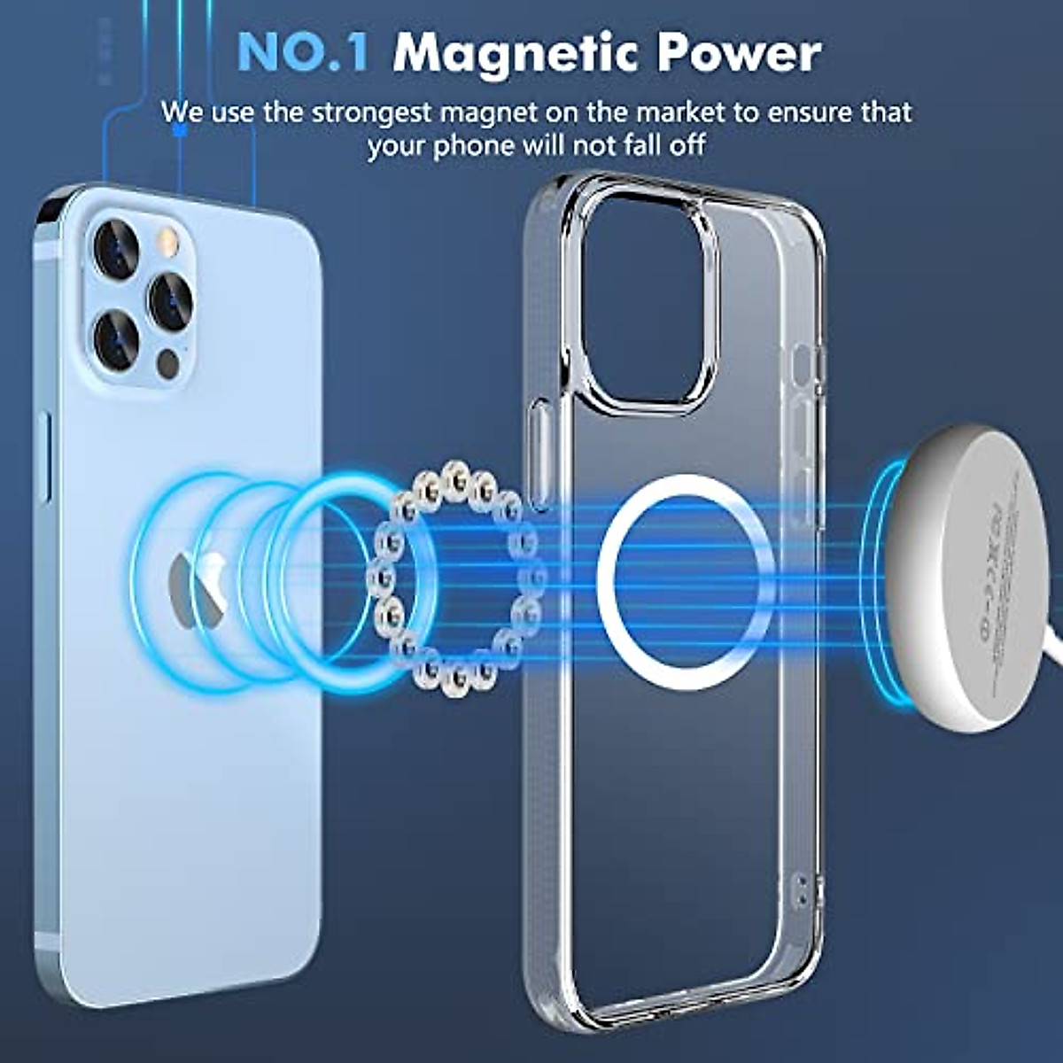 Mgnaooi Magnetic Clear for iPhone 13 Pro Max Case Compatible with Magsafe[Yellow Resistant][Military Grade Tested] Hard PC with Soft Edges Cover, Slim Shockproof Case for iPhone 13 Pro Max,Clear