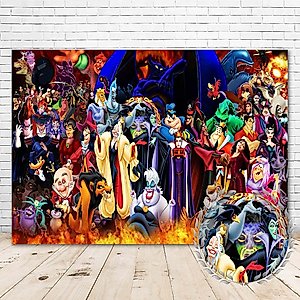 VV Backdrop Halloween Villains Backdrop 7x5 Villain Birthday Party Supplies Background for Kids Vinyl Villains Halloween Backdrops for Party Wall Decor