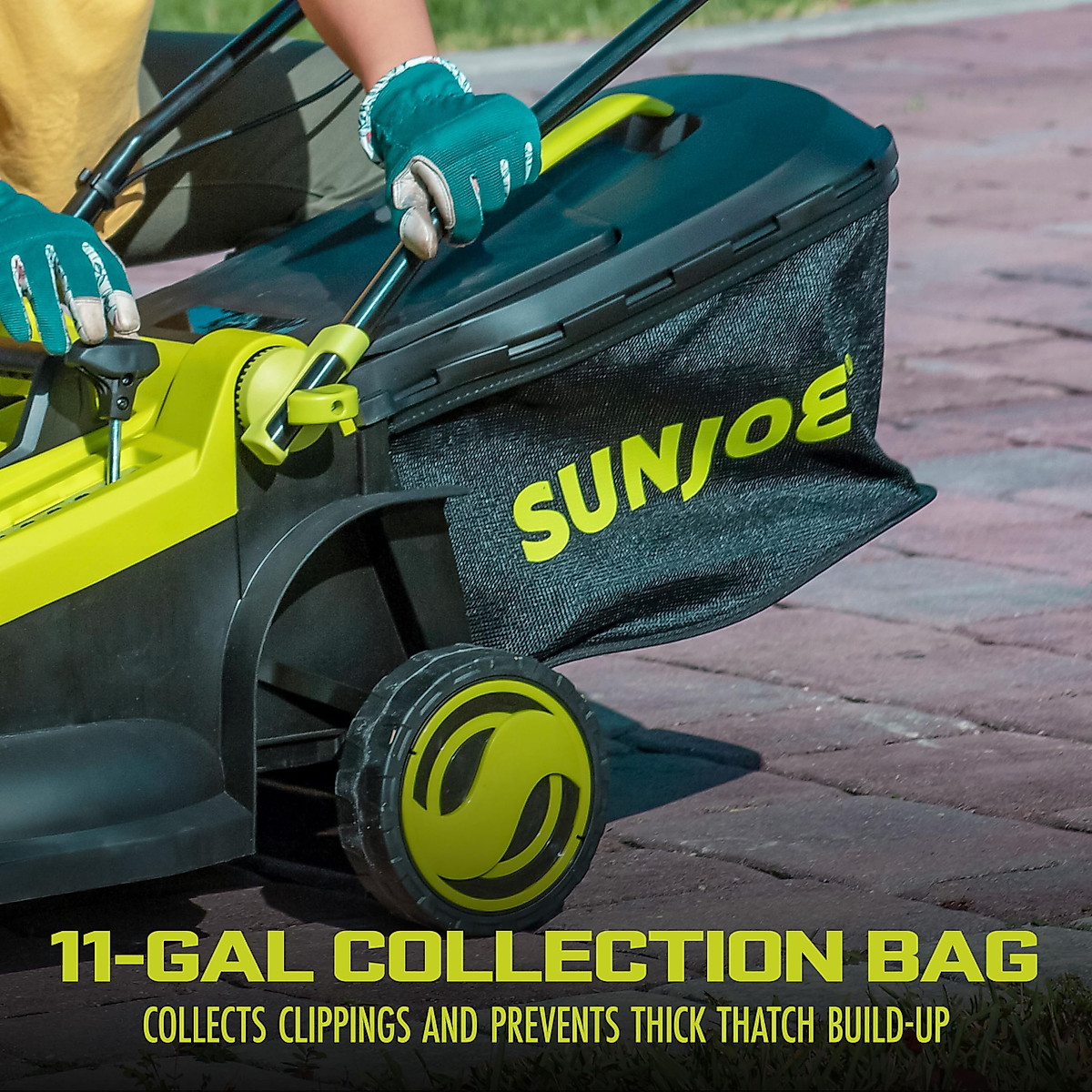 Sun Joe 24V-X2-17LM 48-Volt 17-Inch Mulching Walk-Behind Lawn Mower w/11-Gallon Grass Catcher & 6-Position Height Adjustment, Included, Cordless, Kit (w/ 2x 4.0-Ah Battery and Charger)