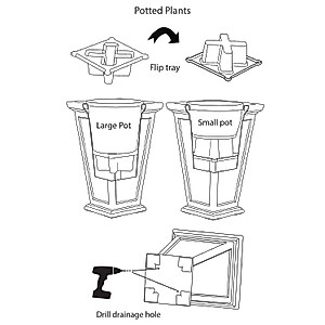 FCMP Outdoor Casablanca Self-Watering Planter (2-Pack) – Set of 2 Large Planters for Porch, Patio, Outdoor/Indoor (MOD-CP3000-BLK-2) Black (24-inch Tall)