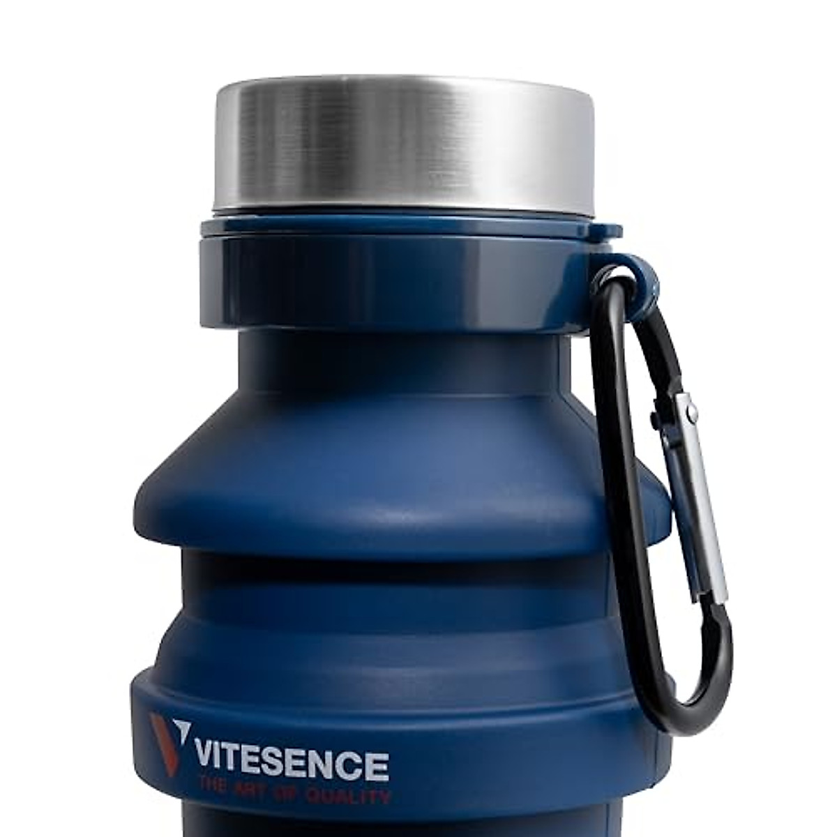 Vitesence collapsable Water Bottle | Safe and Eco-friendly Materials | Suitable for cold and warm water | Flexible Design perfect for camping and travel | 100% Food grade silicone