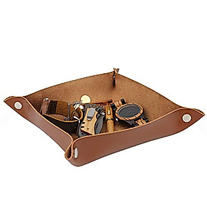 awofer Gifts for Husband&Wife, Custom Leather Valet Tray,Engraved Key Tray,Personalized Leather Catchall,Leather Desk Organizer, Gifts for Him,Her
