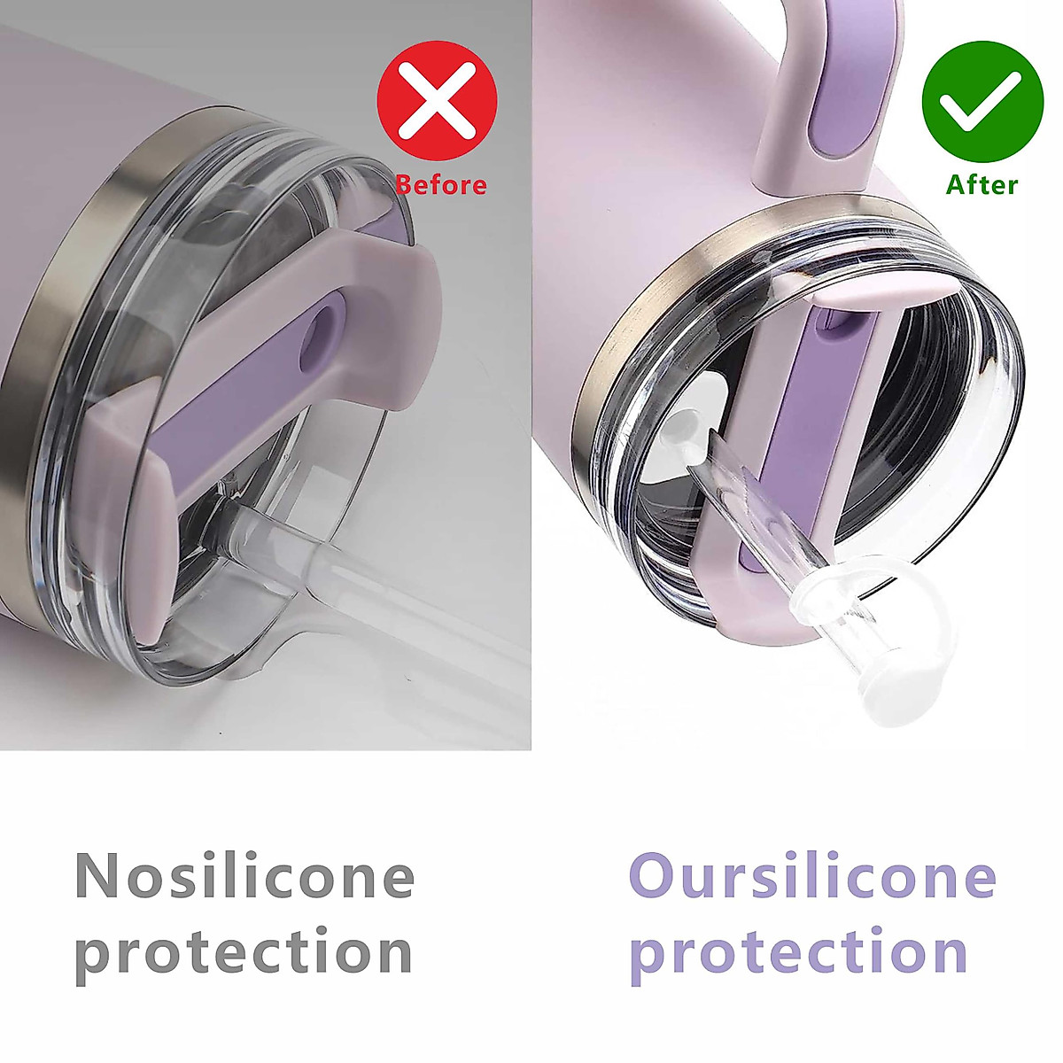 HuLiPaLi Stanley Cup Accessories Set Including 9 Pcs Silicone Spill Proof Stopper,3 Pcs Cute Straw Cover Cap for 9-10 mm Straws, 3Pcs Reusable Straw and 1 Cleaning Brush for Stanley Cup 40oz & 30oz