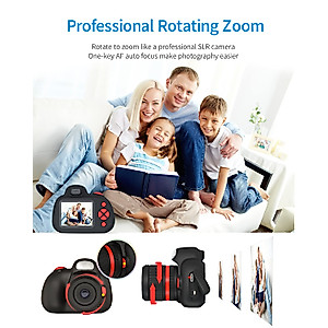 MOREXIMI Kids Camera, Digital Camera for Kids 3-8 Year Old, Birthday, Toys for Girls, 2.4" IPS Screen, Video Camcorder with Flash, 32G Card Included, Perfect Size (Black)