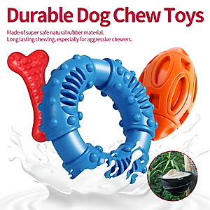 Epesiri 3-Pack Dog Chew Toys for Aggressive Chewers, Rubber Dog Toys for Large/Medium/Small Breed, Indestructible Dog Toy Durable Squeaky Puppy Chew Toys for Teeth Cleaning and Gum Massage Best Gift