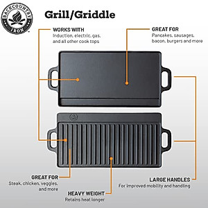 Backcountry Iron 20 x 9 inch Large Reversible Seasoned Cast Iron Grill / Griddle