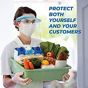 Pac-Dent iVisor Reusable Face Shield Kit, Full Face Protective Mask with Anti-Fog Coating, Adjustable to Comfortably Fit All Head Sizes, Reusable, Blue