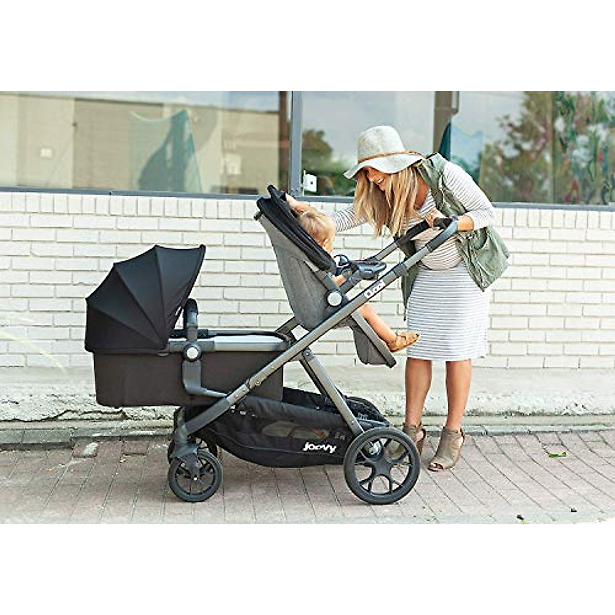 Joovy Qool Stroller, Customizable Stroller, Single, Double, Triple, Black Melange