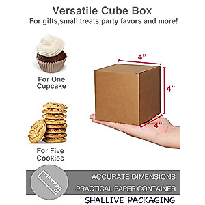 Shallive 4x4x4 Inch 50 Pcs Brwon Kraft Boxes Small Gift Boxes with Lids for Ornament Paper Mug Gift Boxes Individual Cupcake Boxes Craft Boxes Candle Packaging Empty Cube Mini Gift Box for Wedding Birthday Party Favors