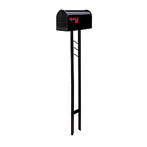 Architectural Mailboxes Mailbox to Go Galvanized Steel Mailbox and Post Kit, MC11KITBAM, Black, Medium Capacity