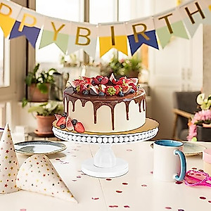 Wood Cake Stand, Cupcake Stand with Pedestal Stand, White Cake Stands for Dessert Table/Party/Wedding/Baby Shower/Afternoon Tea, Round Decorative Cake Holder Plate for Farmhouse Décor