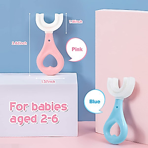 T&T Direct Kids U Shaped Toothbrush with Silicone Brush Head Whitening Massage Toothbrush U-Type Toothbrush Whole Mouth Toothbrush with Handle for Kids 2 Pack