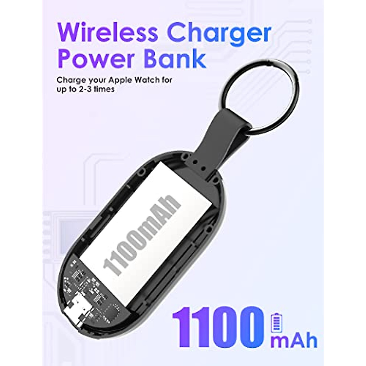 PAOLIMAX Portable Wireless Charger for Apple Watch, iwatch Charger【Upgraded Version】 1100mAh Smart Keychain Power Bank, Portable Magnetic iWatch Charger for Apple Watch Series 7/6/5/4/3/2/SE/Nike