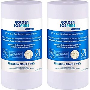 GOLDEN ICEPURE 5 Micron 4.5" x 10" Whole House Sediment Water Filter Compatible for GE GXWH30C GXWH35F, Plumber W10-PR, Culligan RFC-BBSA, W15-PR, Culligan HD-950, WFHD13001B 2PACK