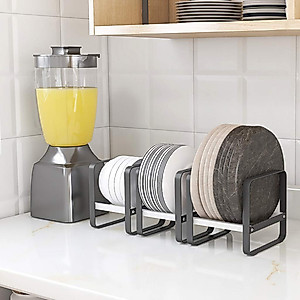 Ahn'Qiraj Plate Holder Dish Organizer Rack, Metal Non Slip Stand Display Bowl Dish Organizer Racks for Kitchen Counter Cupboard and Cabinet Corner (Large)